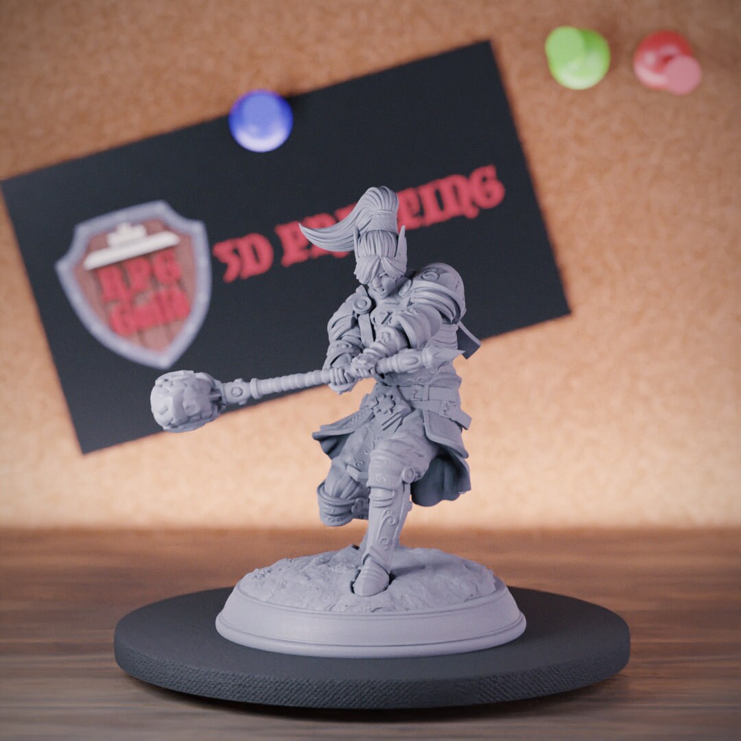 Elf Female Paladin Miniature Hammer Warrior Mini Dungeons and Dragons ...