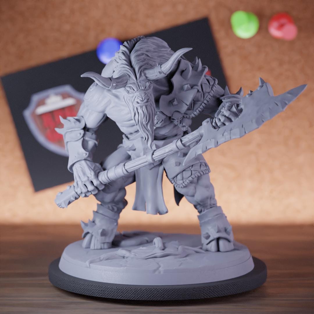 Minoc Barbarian Miniature Minotaur Axe Fighter Mini Dungeons and ...