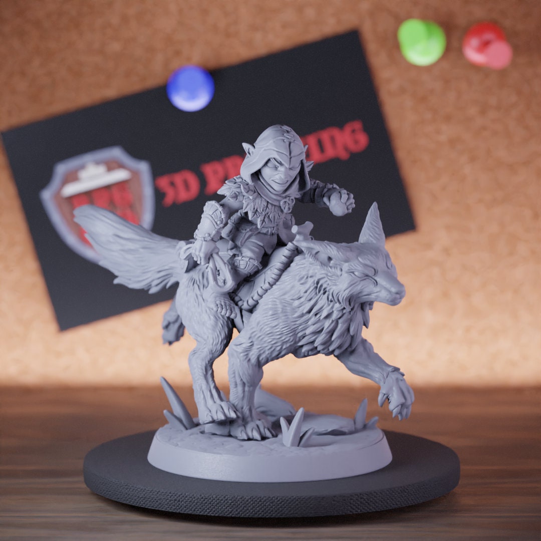 Halfling Rider Miniature Fox Beast Mini Dungeons and Dragons Mini RPG ...