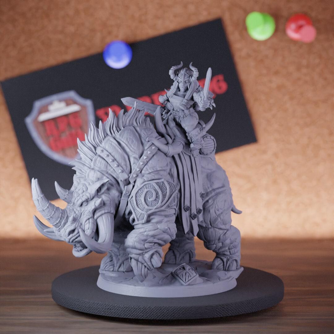Female Viking Dwarf Rider Miniature Inferno Monster Dungeons and ...
