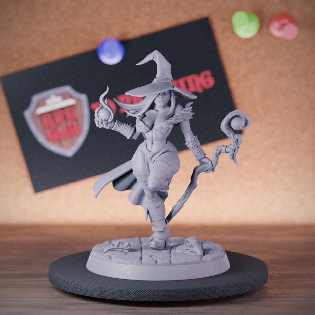 Witch Miniature Pinup Mini Female Sorcerer Dungeons and Dragons Mini ...