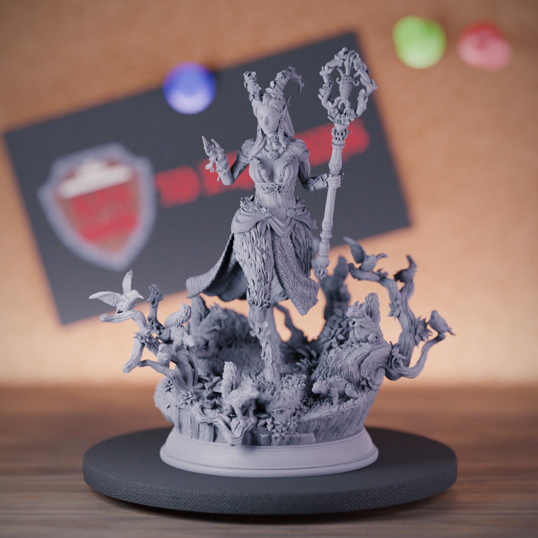 Elf Female Satyr Druid Miniature | 28mm 32mm 38mm 75mm | Resin 3D ...