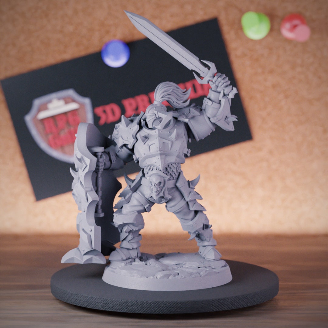 Dark Knight Warrior Miniature Human Fighter Dungeons and Dragons Mini ...