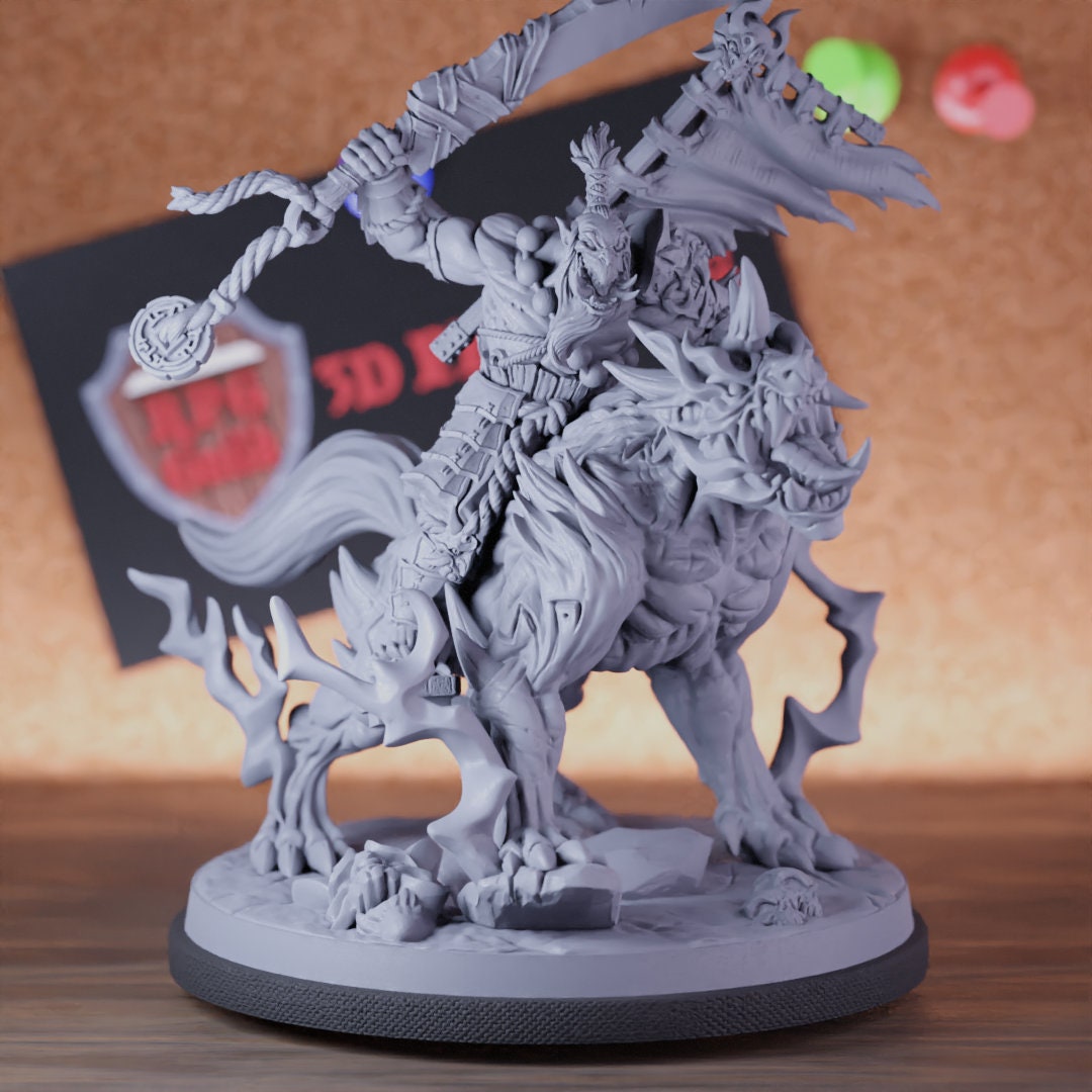 Oni King on Hellhound Miniature Monster Boss Mini Dungeons and Dragons ...