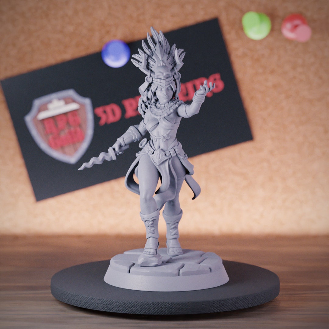Female Cultist Miniature Temple Sorcerer Mini Dungeons and Dragons Mini ...