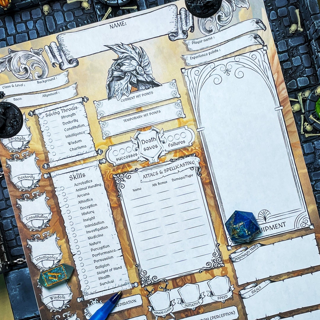 Dnd 5e Character Sheet Paladin Printable D&D 5e Paladin Sheet - Etsy ...