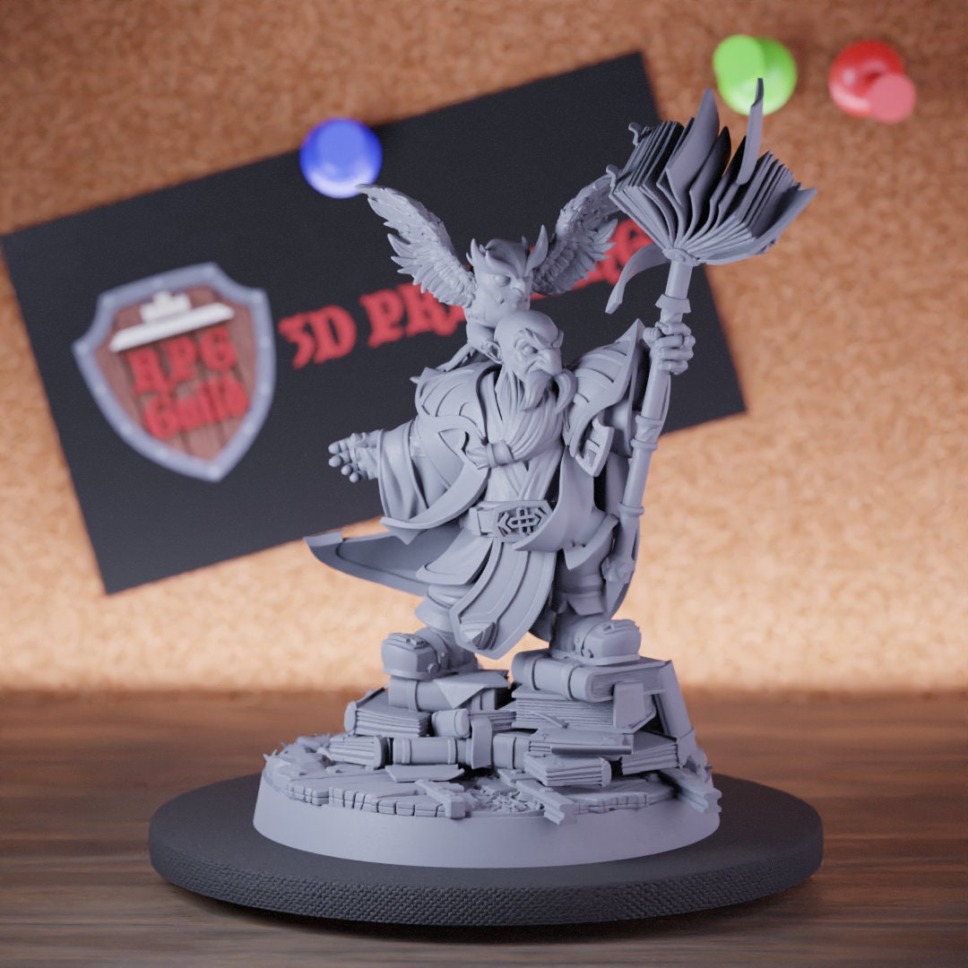 Dwarf Wizard Miniature Scholar Mini Dungeons and Dragons RPG Tabletop ...