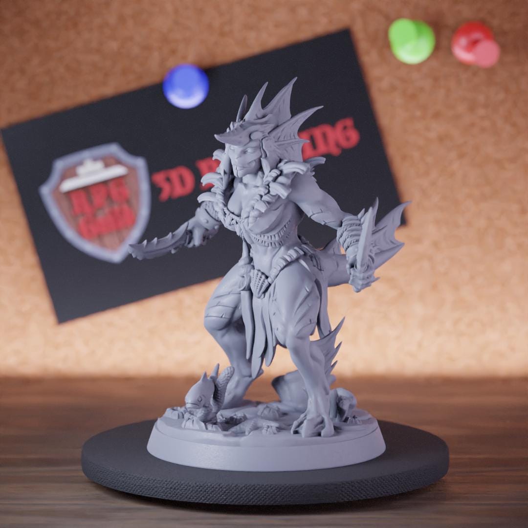 Female Triton Shaman Miniature Sea Guard Mini Dungeons and Dragons Mini ...