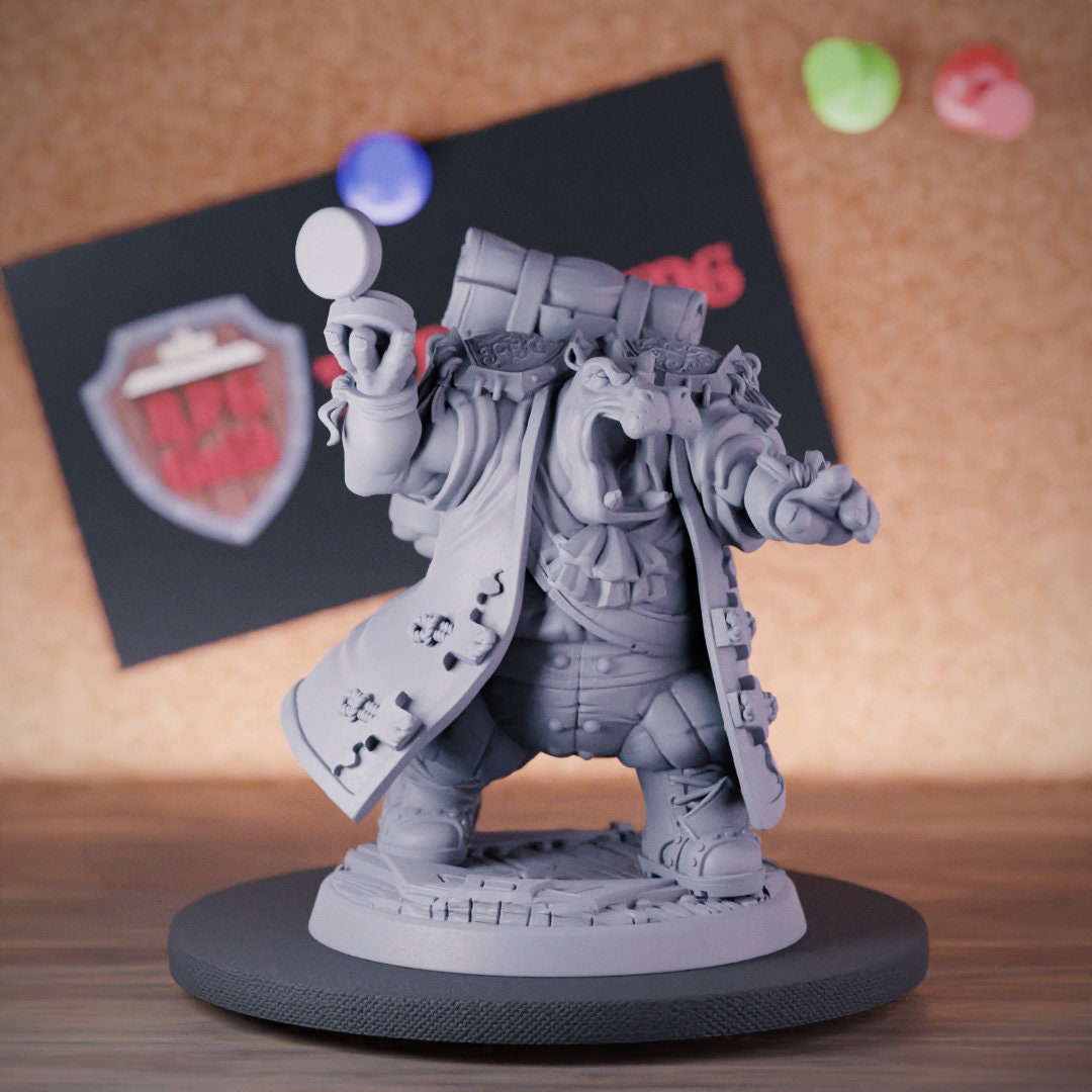Giff Explorer Miniature Hippo Dungeons and Dragons Mini RPG Tabletop ...