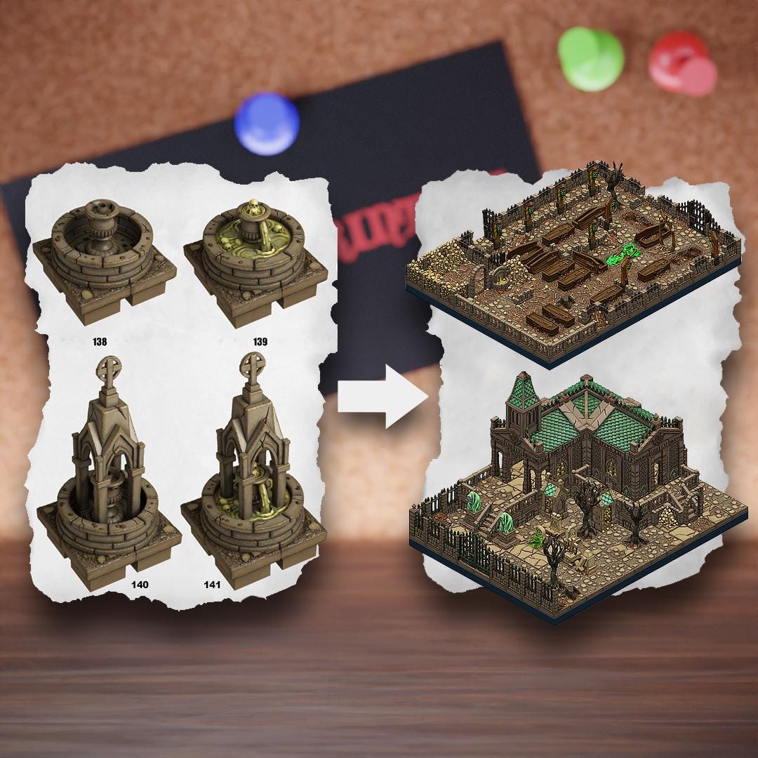 Modular Graveyard Terrain Tiles | Cemetery Necropolis Blocks | Crypt ...