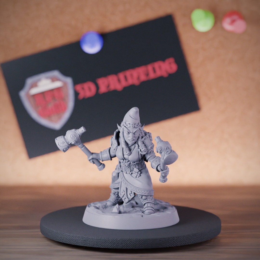 Female Gnome Miniature Gnome Warrior Mini Dungeons and Dragons Mini RPG ...