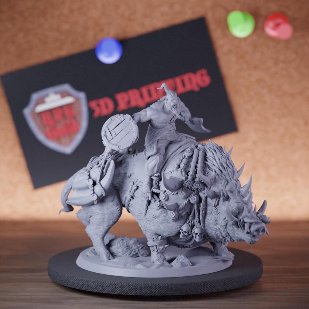 Boar Rider Miniature Orc Fighter Mini Dungeons and Dragons Mini RPG ...