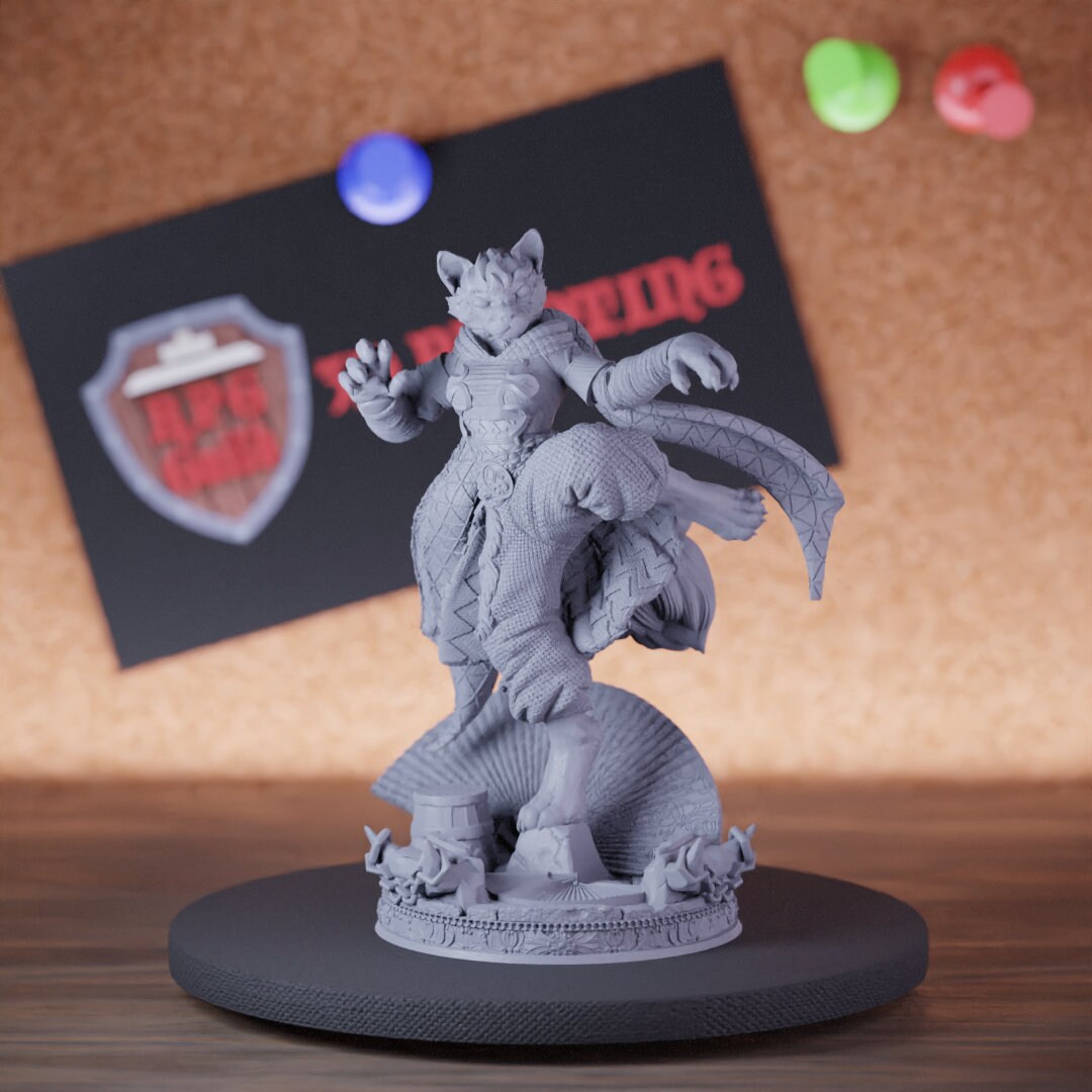 Kitsune Monk Miniature Female Foxfolk Mini Dungeons and Dragons Mini ...