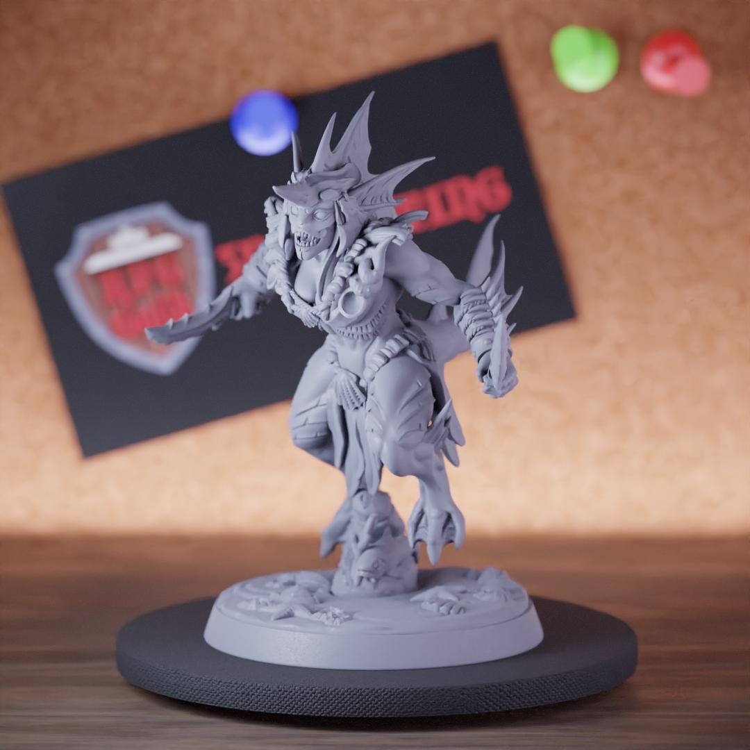 Female Triton Guard Miniature Sea Warrior Mini Dungeons and Dragons ...