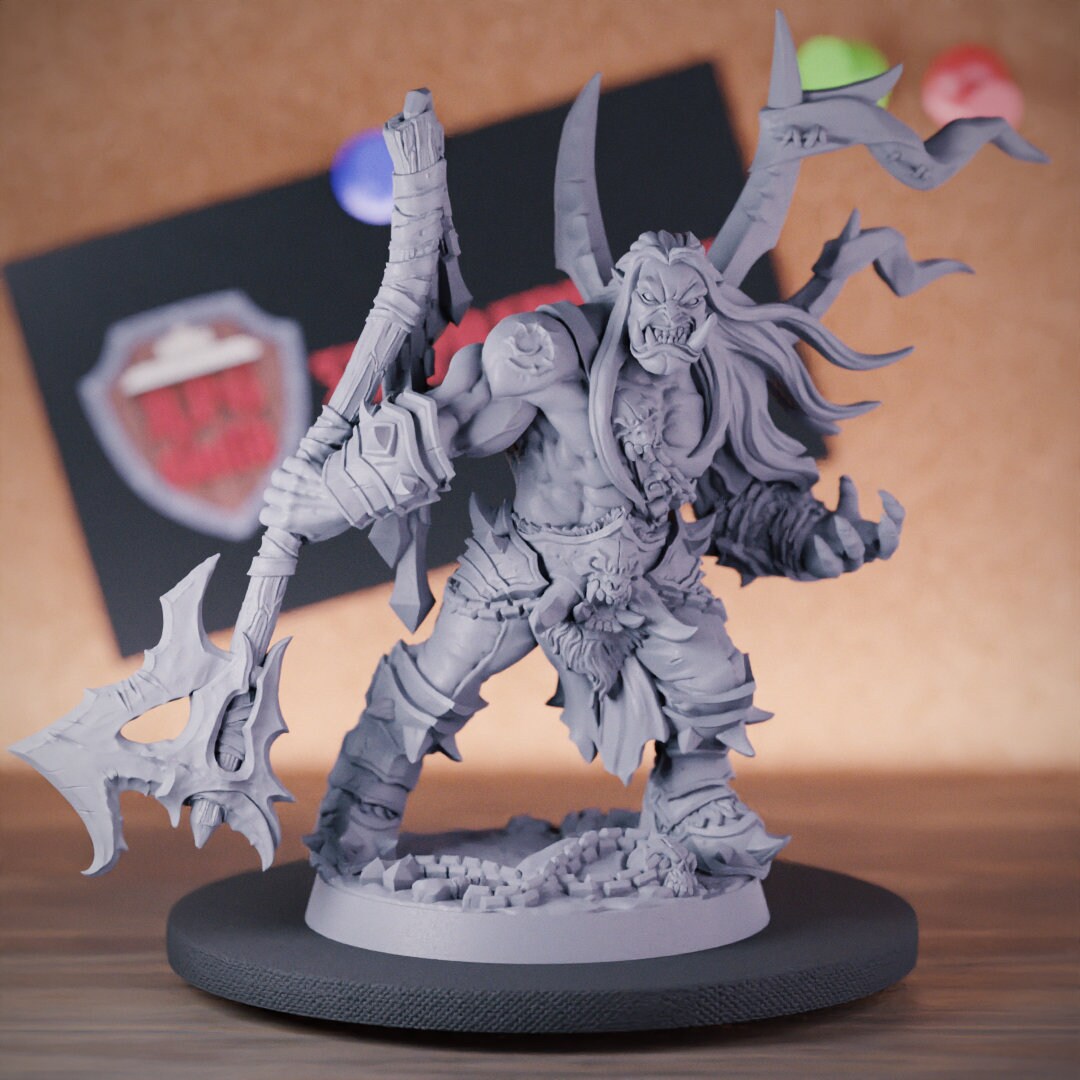 Orc Warrior Tribe Chieftain Miniature Dungeons and Dragons Mini RPG ...