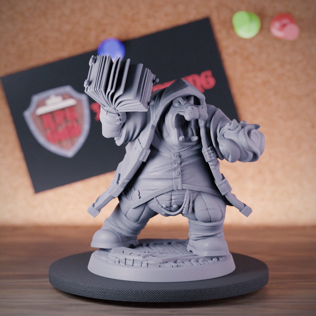 Giff Wizard Miniature Hippo Spellcaster Dungeons and Dragons Mini RPG ...