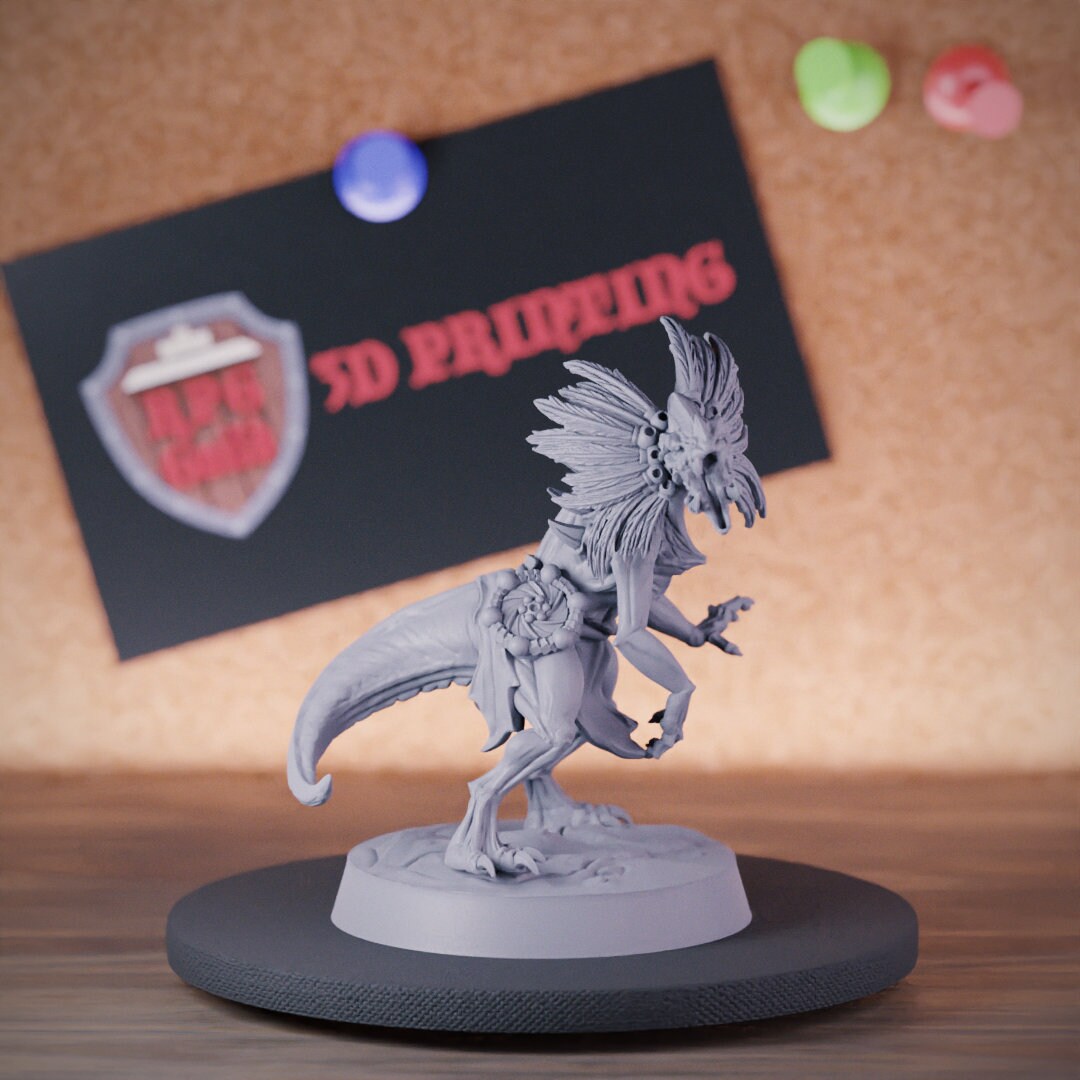 Lizardfolk Raptor Miniature Monster Savage Dungeons and Dragons Mini ...