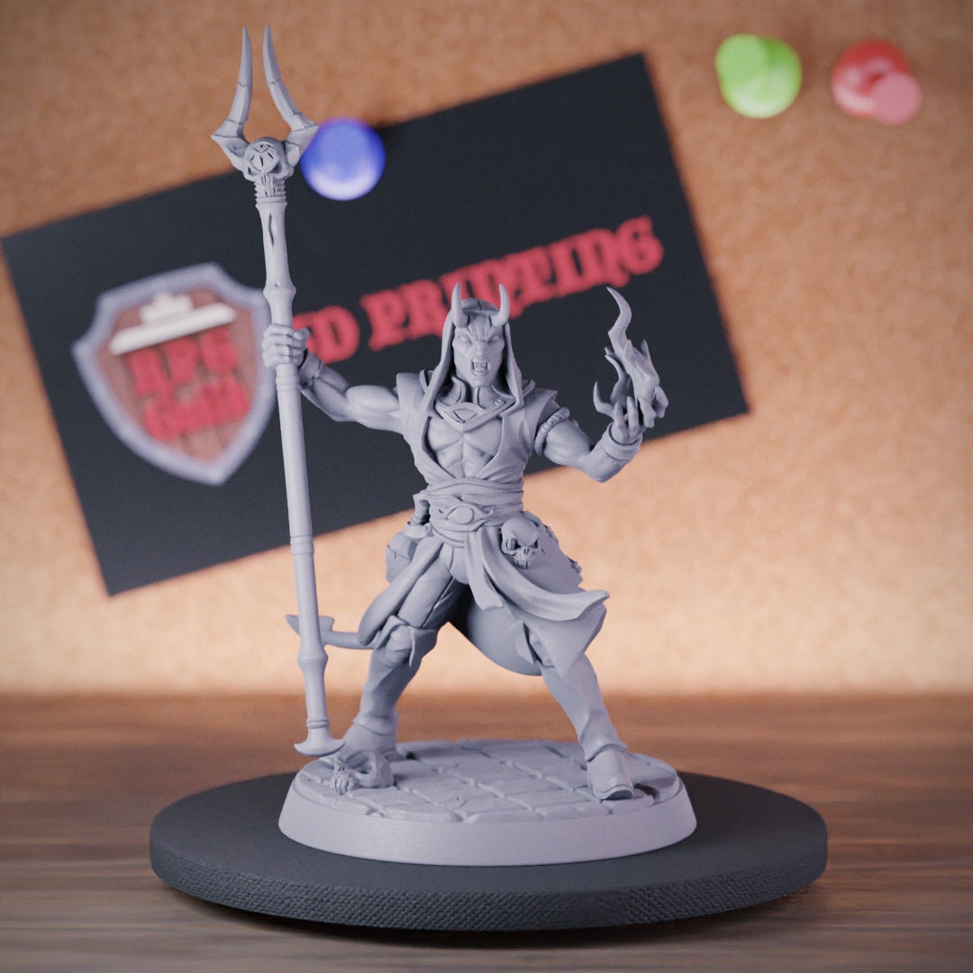Tiefling Wizard Miniature Mage Mini Dungeons and Dragons Mini RPG ...