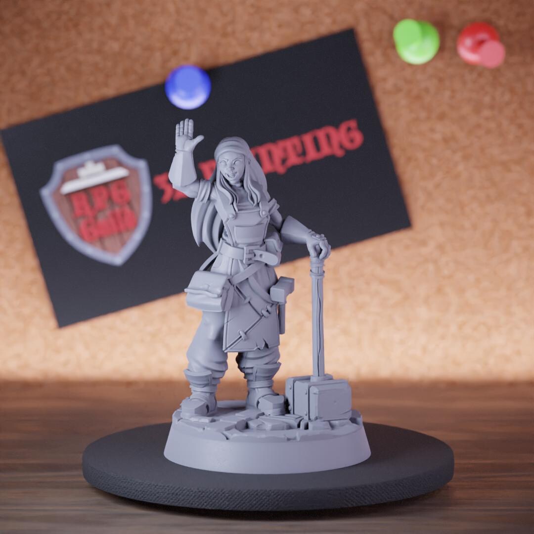 Female Worker Miniature Townfolk Mini Dungeons and Dragons RPG Tabletop ...