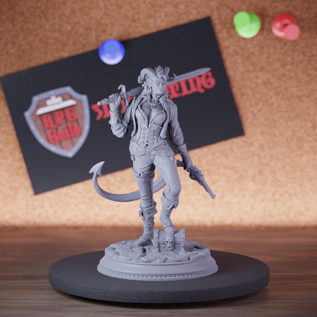 Tiefling Swashbuckler Rogue Miniature Sword Gun Mini Dungeons and ...