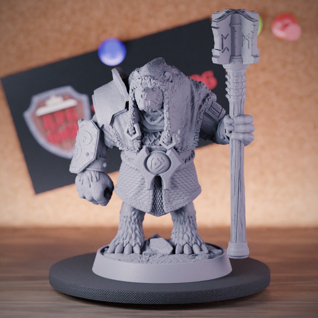 Werebear Miniature Bear Warrior Dungeons and Dragons Mini RPG Tabletop ...