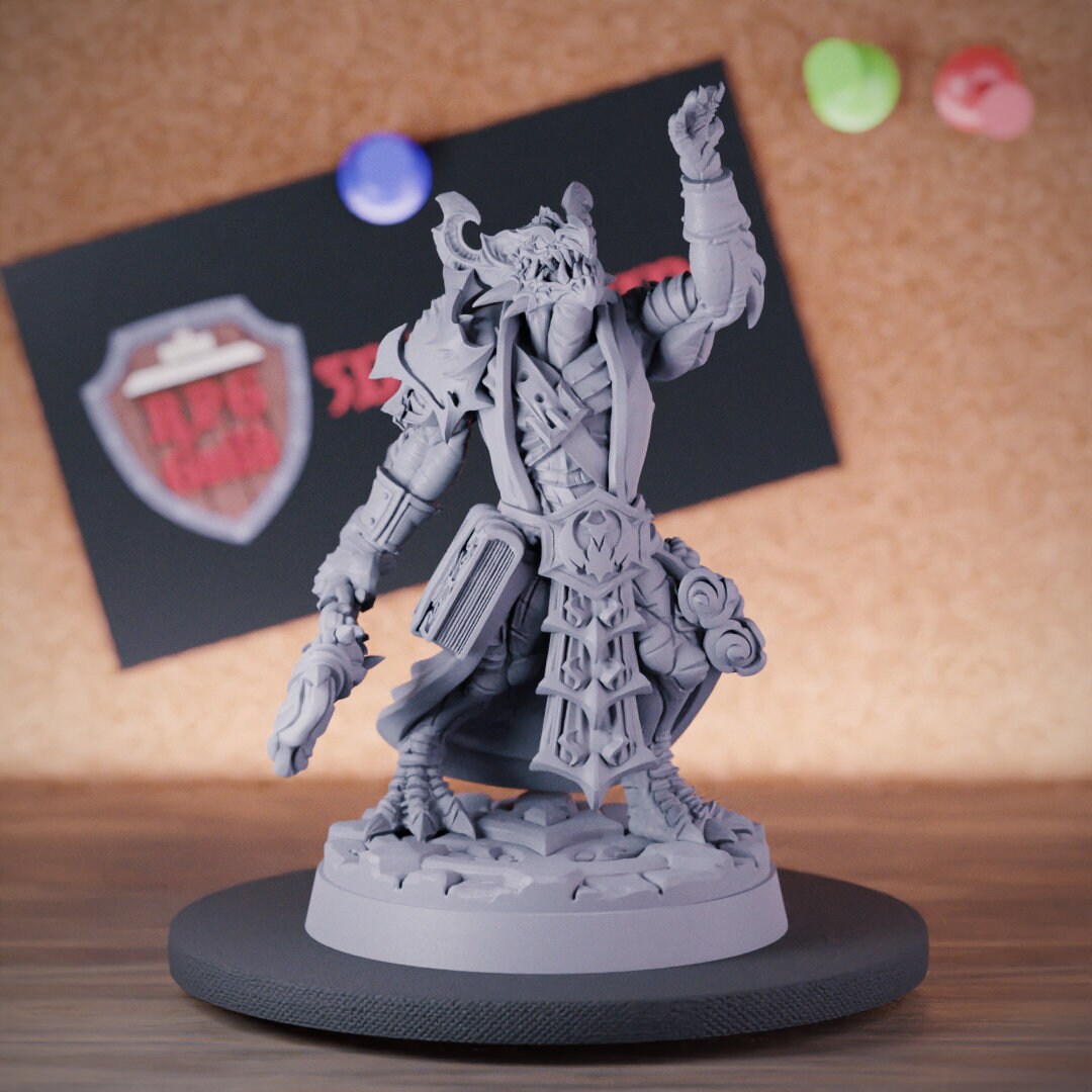 Dragonborn Mage Miniature Tiamat Cultist Dungeons and Dragons Mini RPG ...