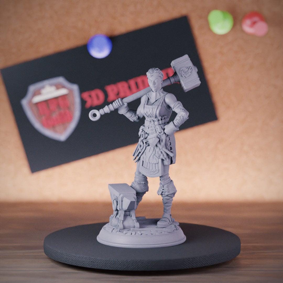 Female Blacksmith Miniature | 28mm-75mm | Resin 3D Printed D&D ...