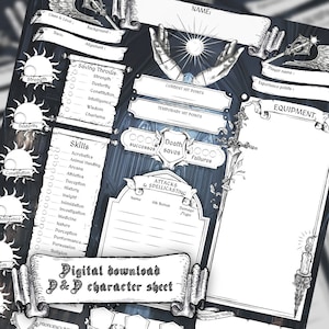 Dnd Cleric Character Sheet Dnd Printable and Fillable PDF Dnd Cleric ...