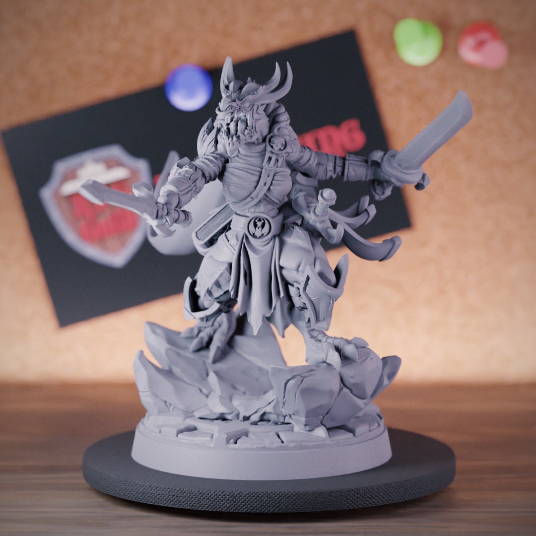 Dragonborn of Tiamat Female Miniature Fighter Dungeons and Dragons Mini ...