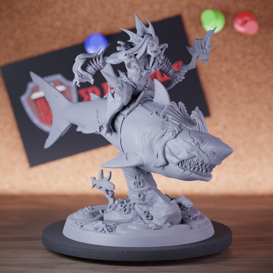 Female Triton Rider Miniature Sea Defender Mini Dungeons and Dragons ...