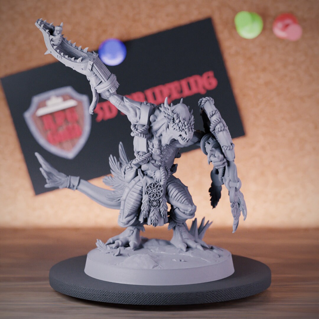 Lizardfolk Scaleshield Miniature Monster Savage Dungeons and Dragons ...