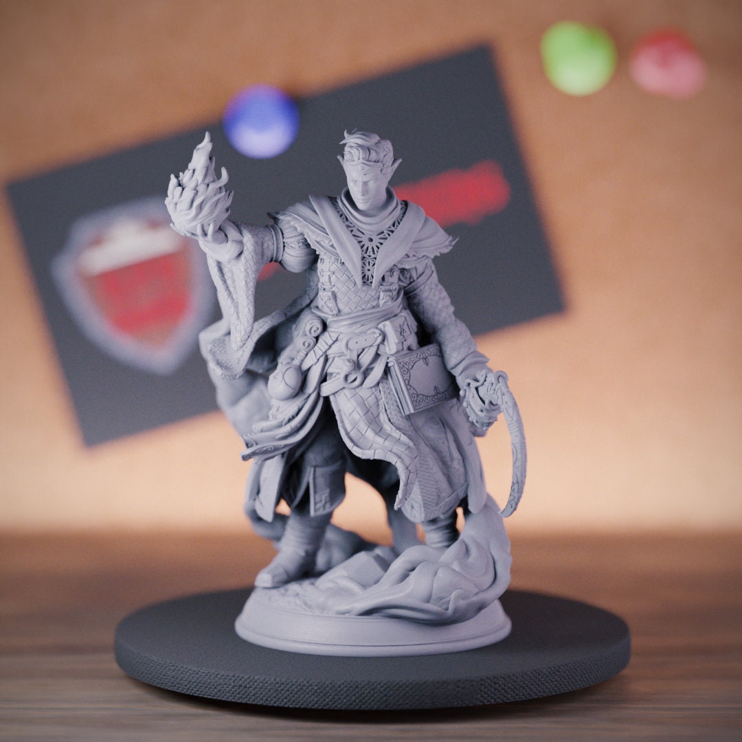 Drow Sorcerer Miniature Mage Wizard Mini Dungeons and Dragons Mini RPG ...