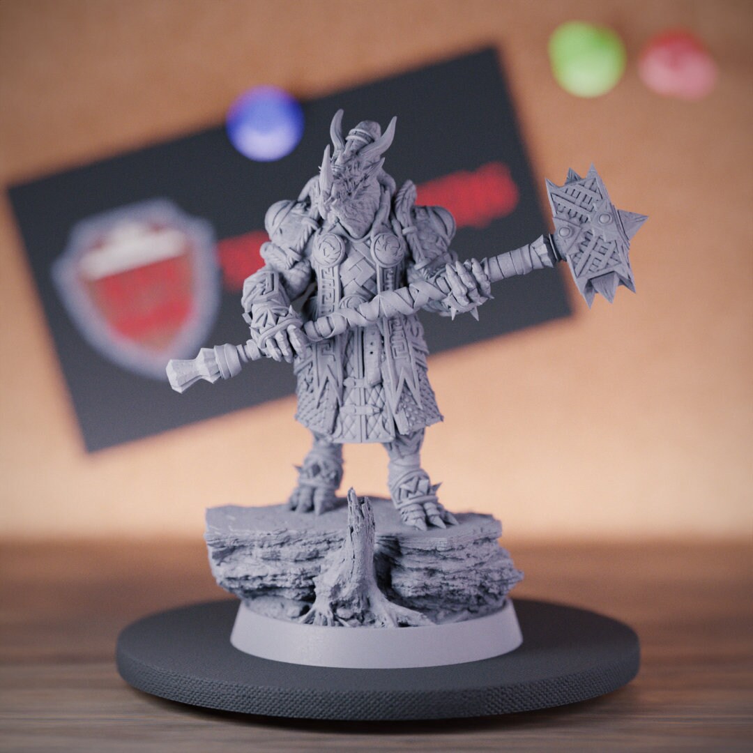 Dragonborn With Hammer Miniature Dungeons and Dragons Mini RPG Tabletop ...