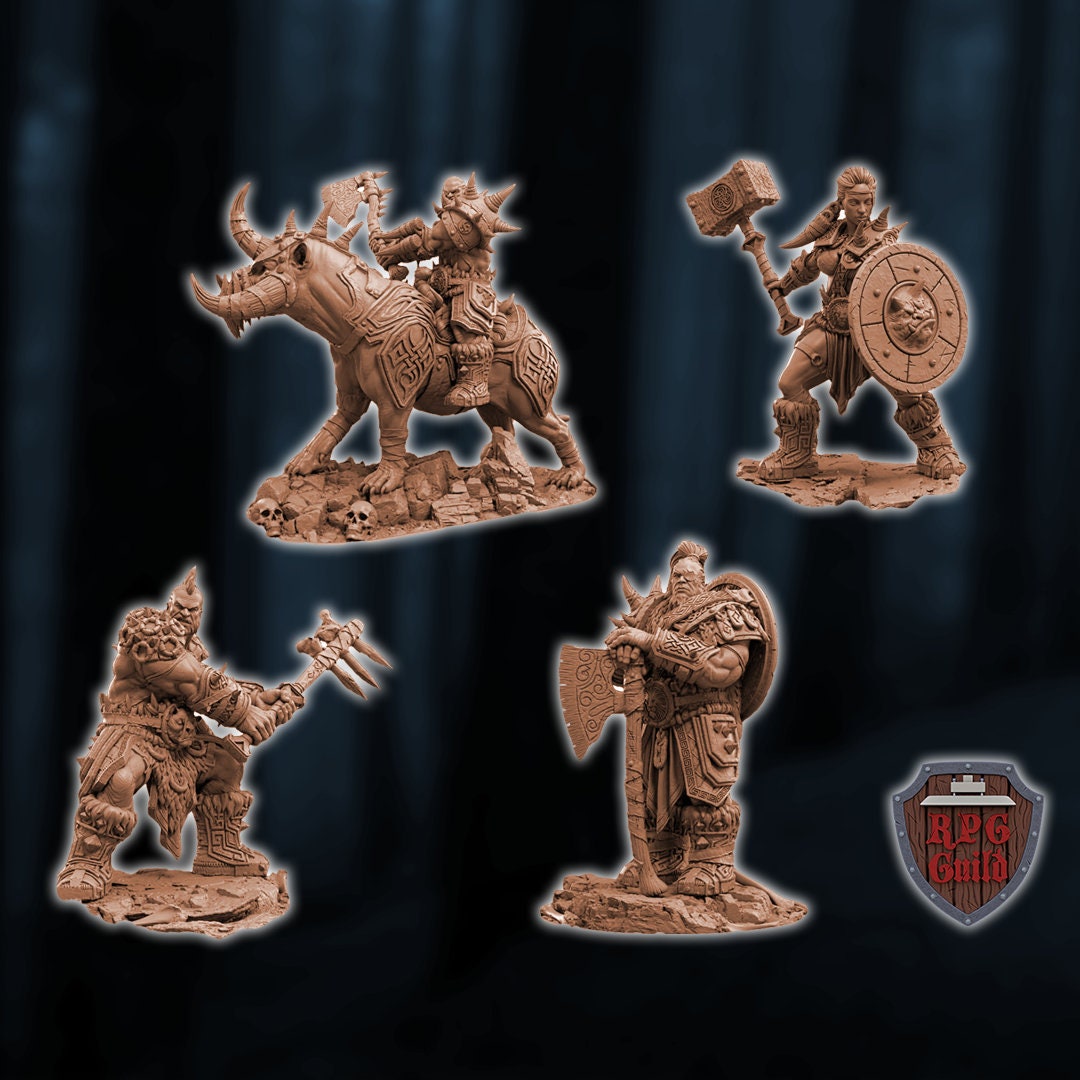 Barbarians Miniatures Set for Dungeons and Dragons RPG Tabletop ...