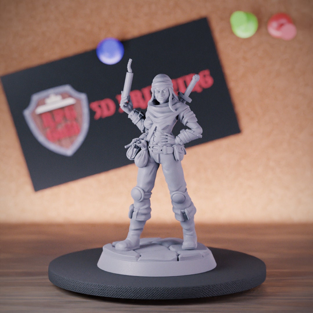 Bandit Miniature Female Thief Mini Dungeons and Dragons Mini RPG ...