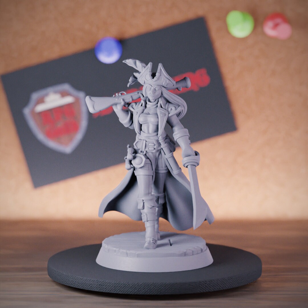 Female Ship Captain Miniature Dungeons and Dragons Mini RPG Tabletop ...