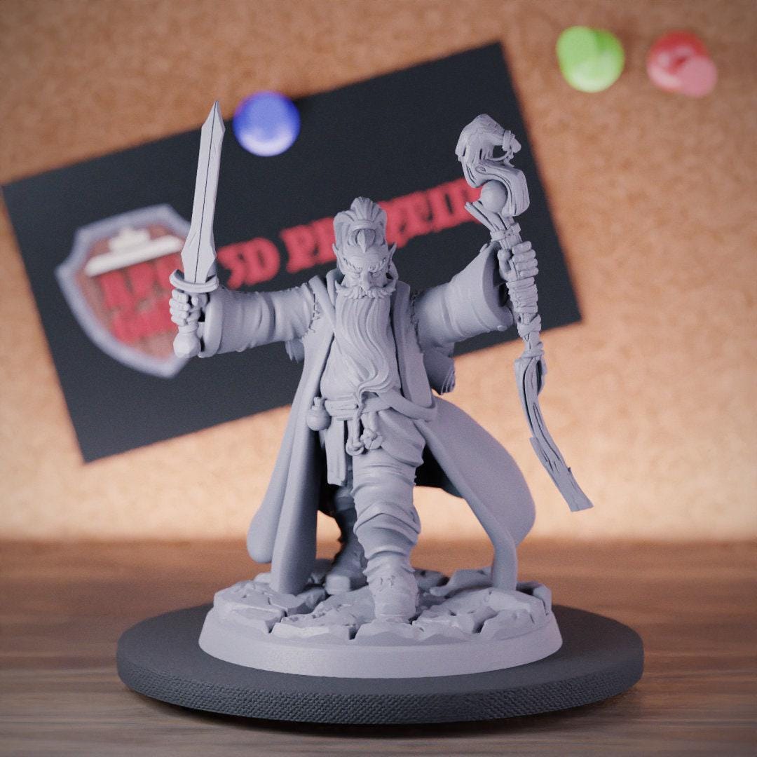 War Mage Miniature Wizard Hero Dungeons and Dragons Mini RPG Tabletop ...