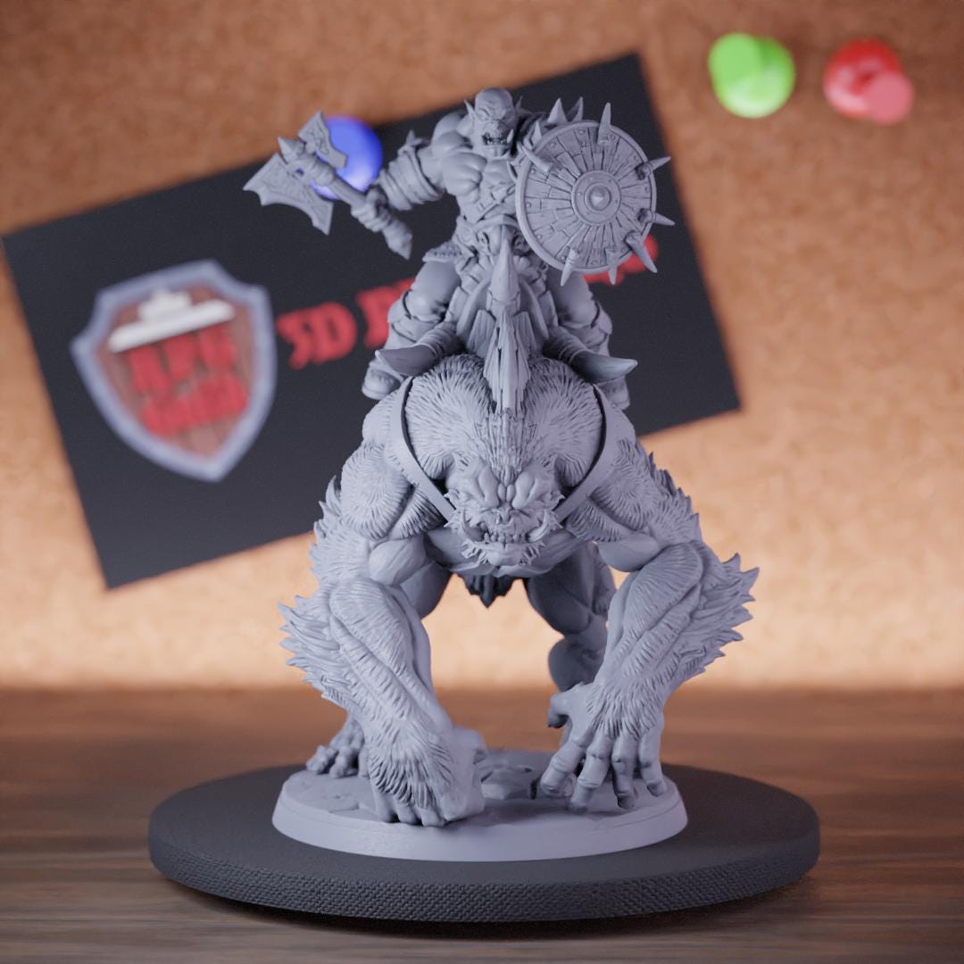Orc Axe Fighter Ape Rider Miniature Monster Mini Dungeons and Dragons ...