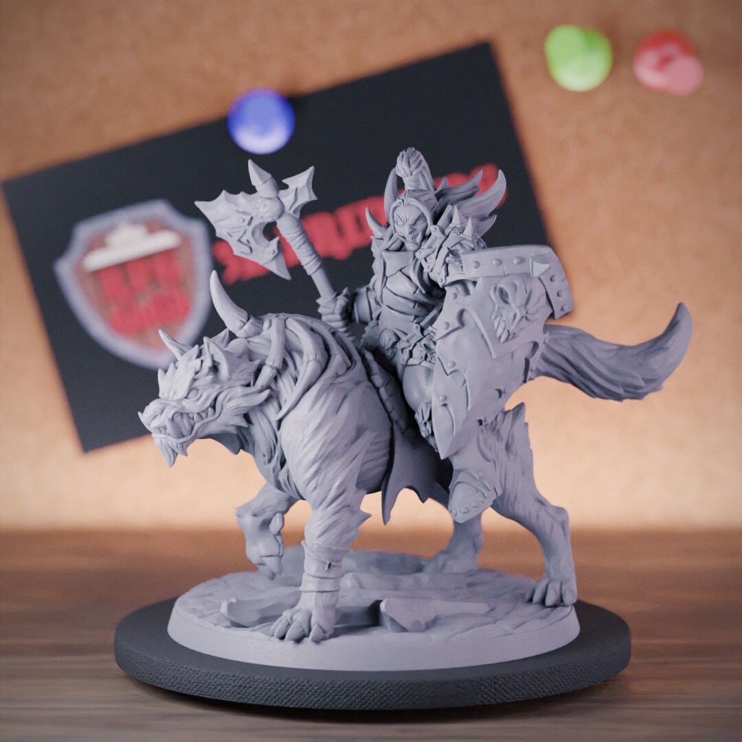 Worg Female Orc Rider Miniature Dungeons and Dragons Mini RPG Tabletop ...