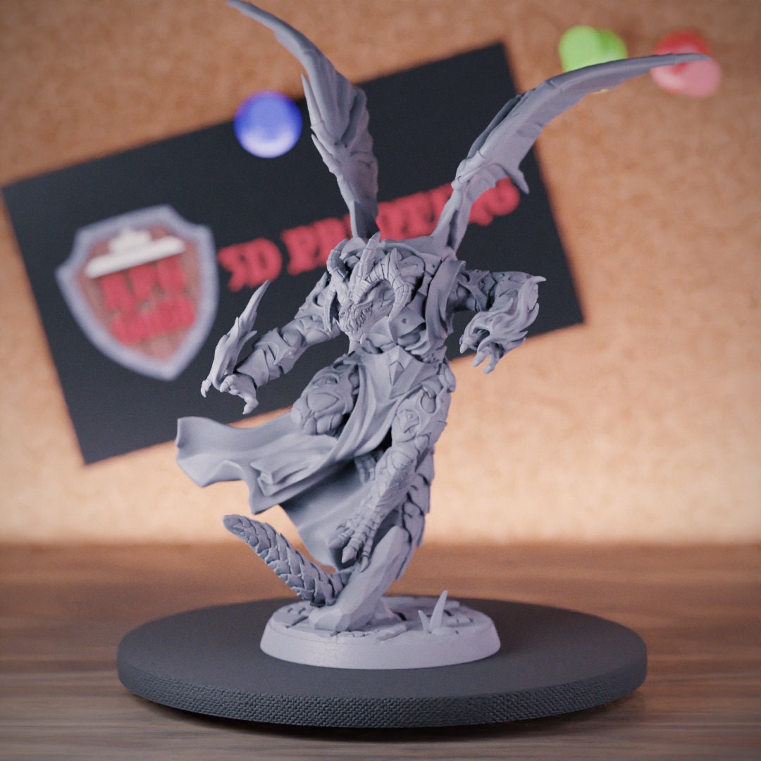 Dragonborn Wizard Miniature Sorcerer BBEG Dungeons and Dragons Mini RPG ...