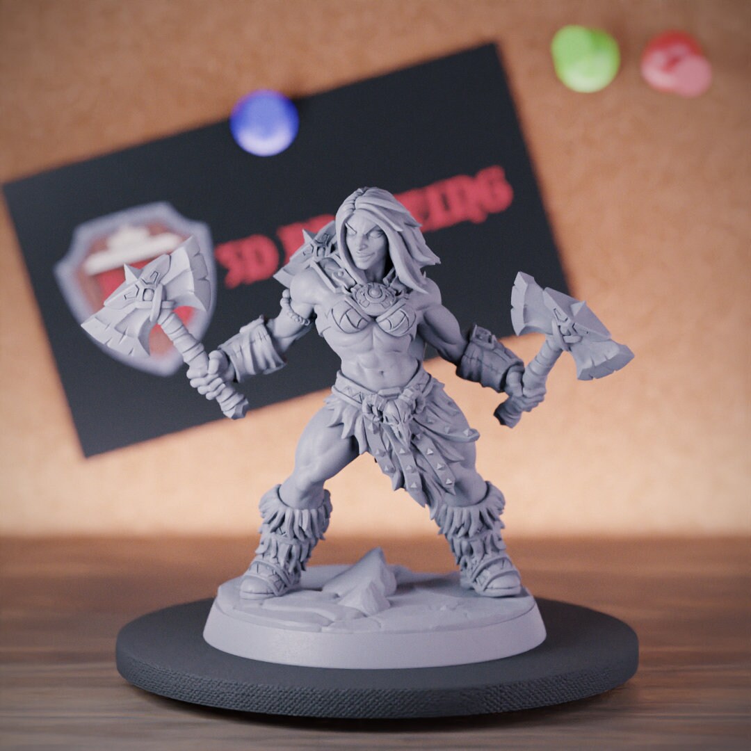 Female Barbarian Champion Miniature Dungeons and Dragons Mini RPG ...