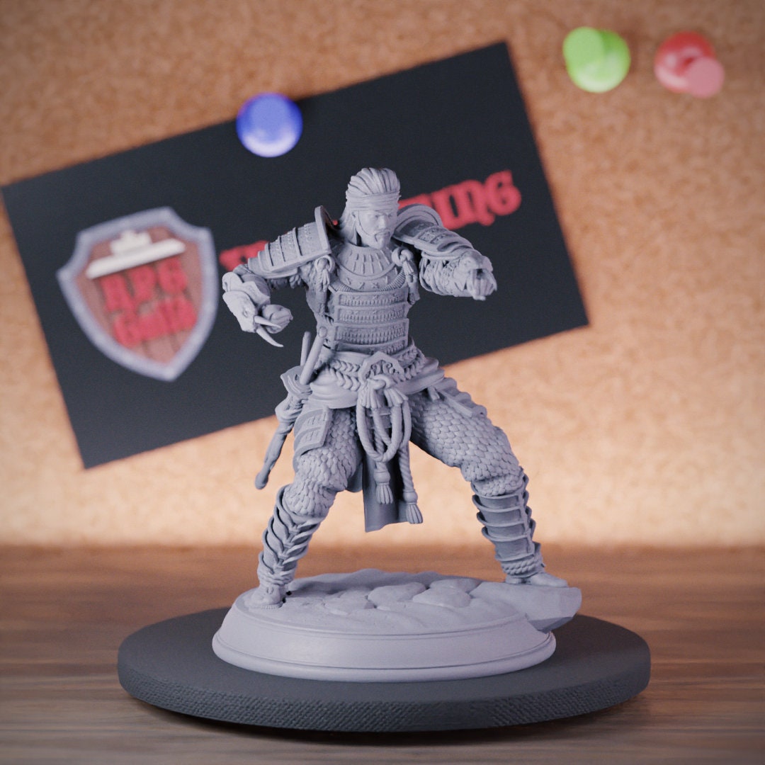 Human Fighter Miniature Samurai Mini Dungeons and Dragons Mini RPG ...