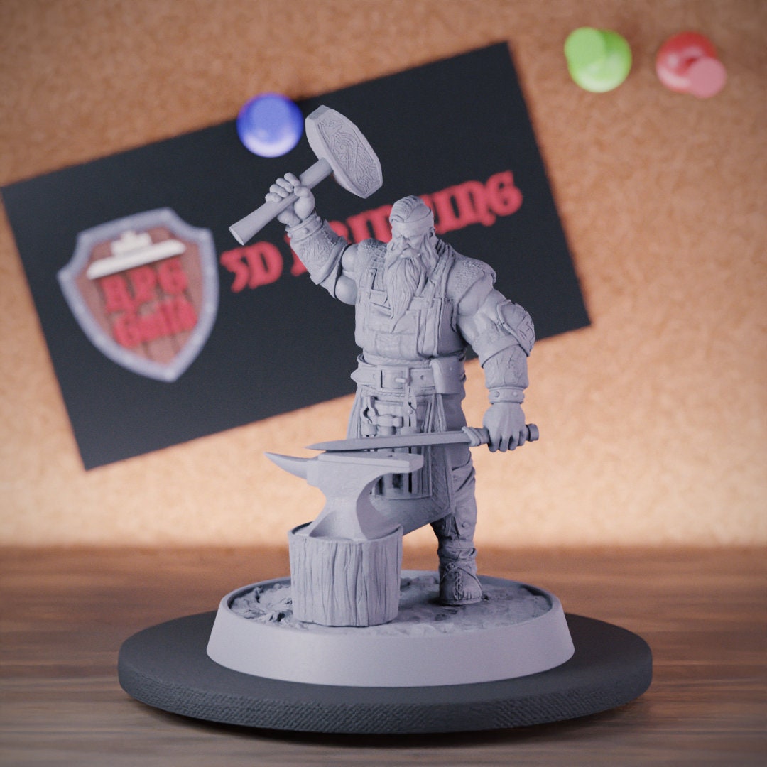 Barbarian Blacksmith Miniature Northman Mini Dungeons and Dragons Mini ...