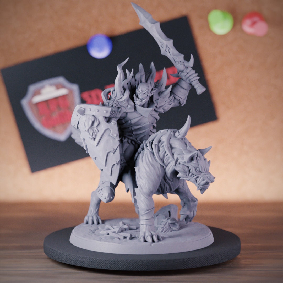 Worg Orc Rider Miniature Dungeons and Dragons Mini RPG Tabletop ...