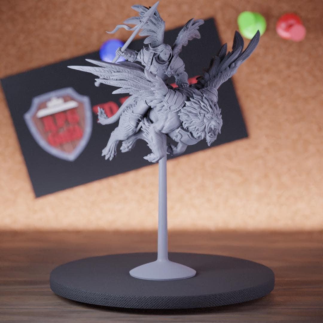 Female Holy Knight Miniature Winged Lion Rider Mini Dungeons and ...