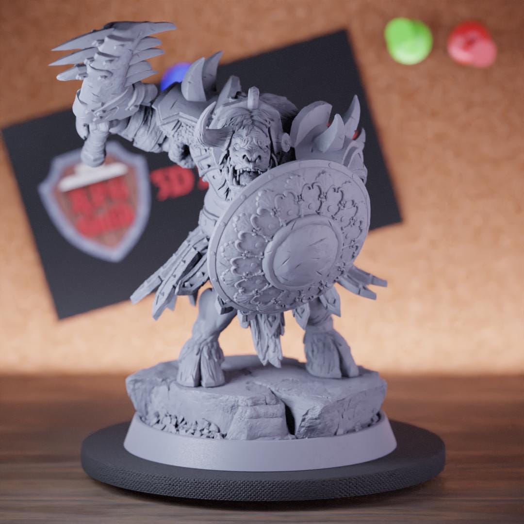 Tauren Tribal Defender Miniature Warhowl Dungeons and Dragons Mini RPG ...