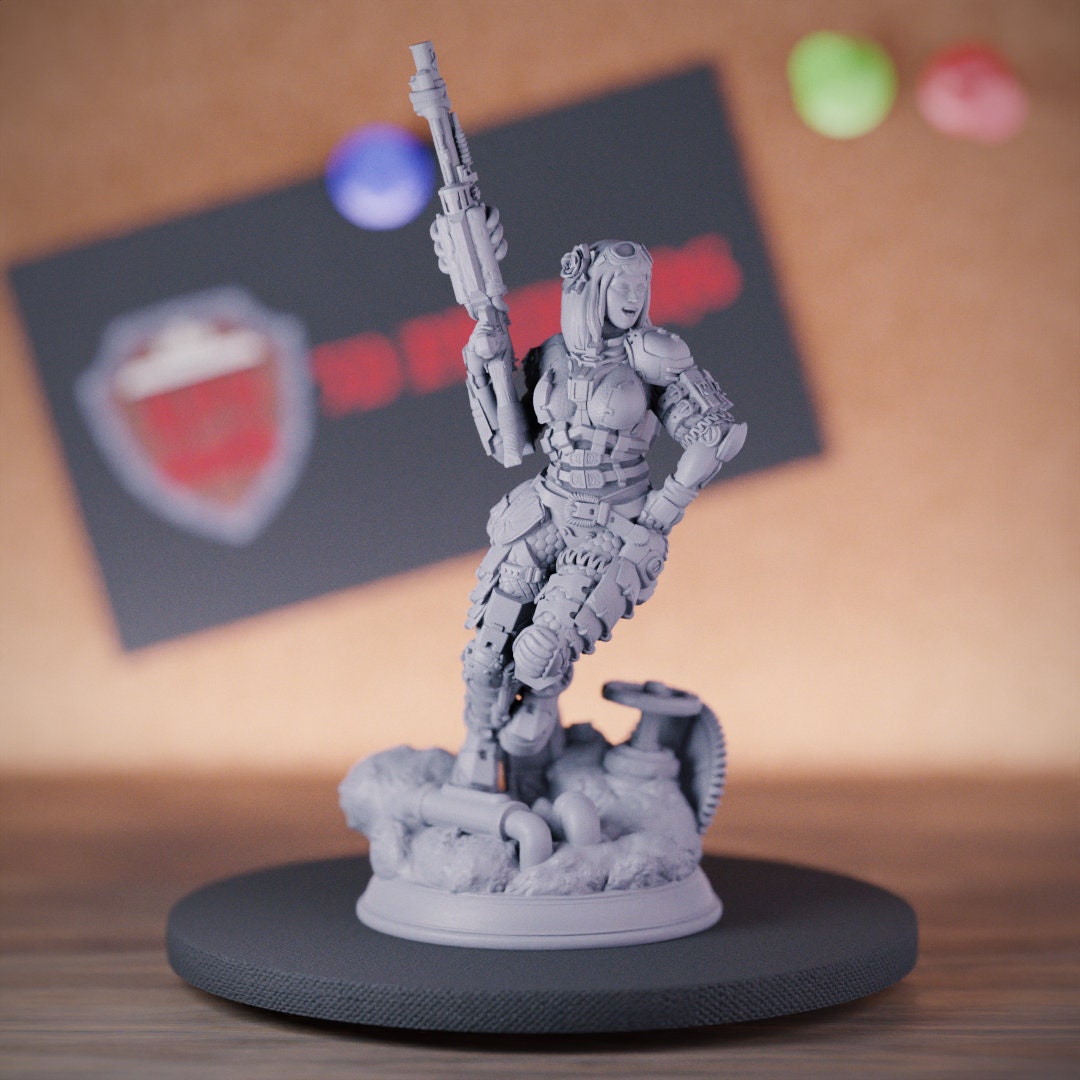Female Gunner Miniature Dungeons and Dragons Mini RPG Tabletop ...