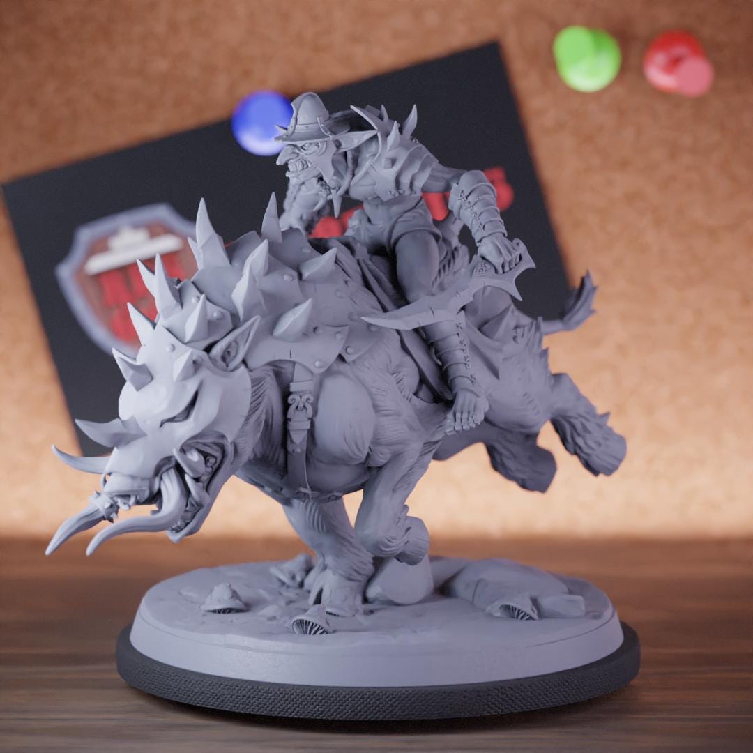 Boar Rider Miniature Hobgoblin Boss Mini Dungeons and Dragons RPG ...