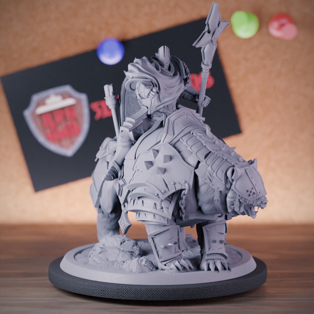 Bear Rider Miniature Templar Bear Mini Dungeons and Dragons Mini RPG ...
