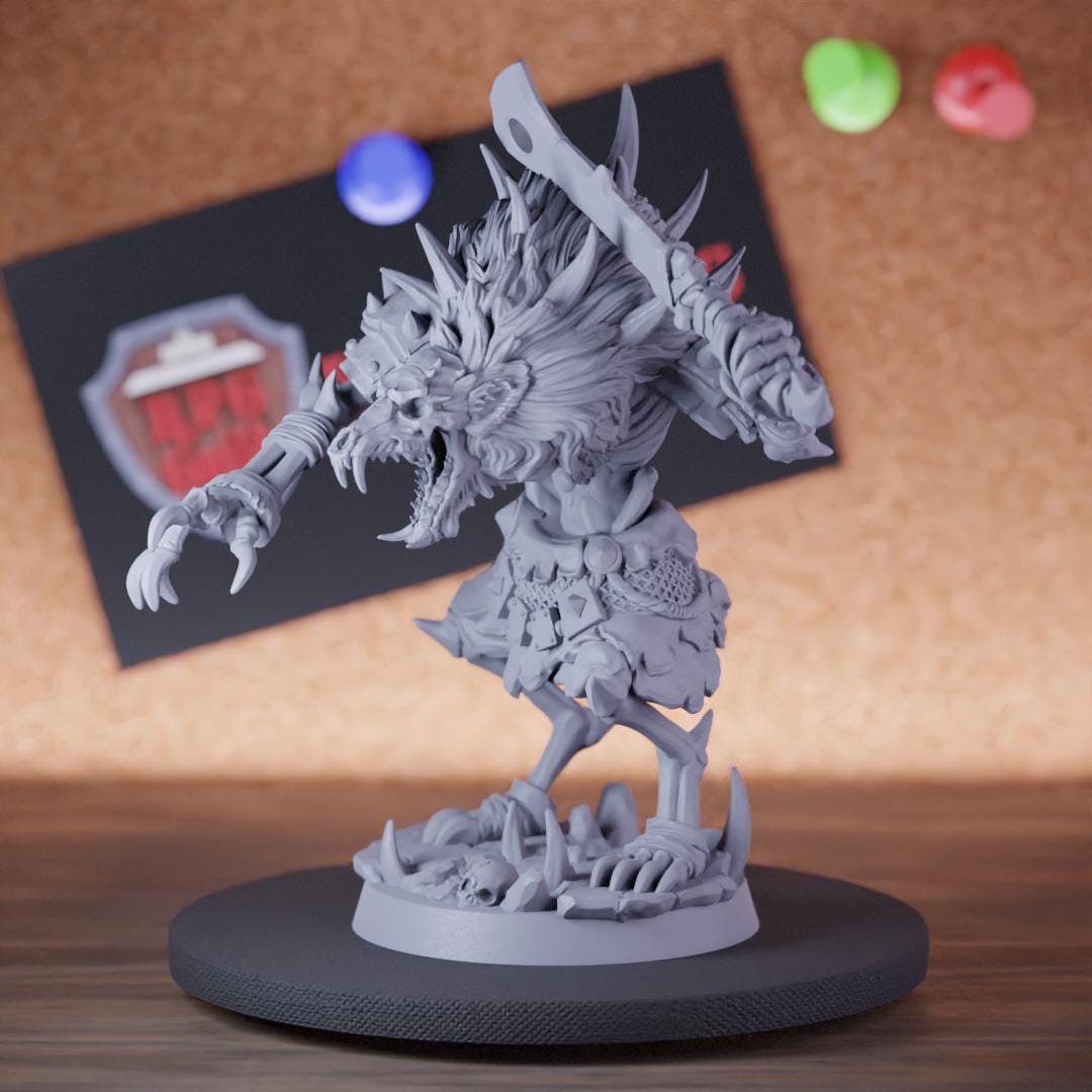 Bone Gnoll Miniature Skeleton Fighter Mini Dungeons and Dragons RPG ...